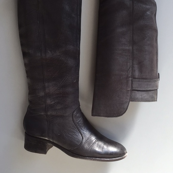Fendi | Shoes | Fendi Navyblack Pebbled Leather Riding Boots | Poshmark